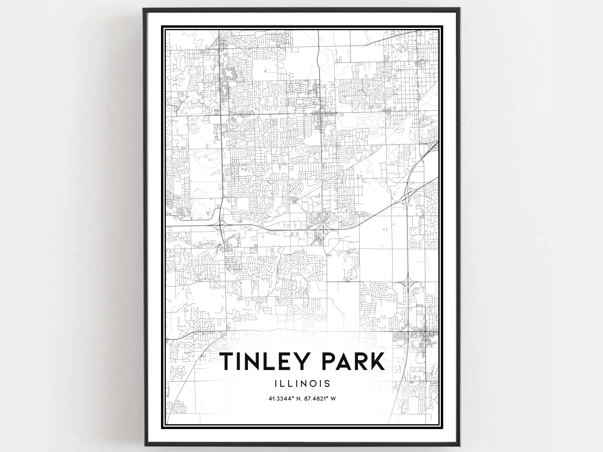 Tinley Park Map Print Tinley Park Map Poster Wall Art Il - Etsy
