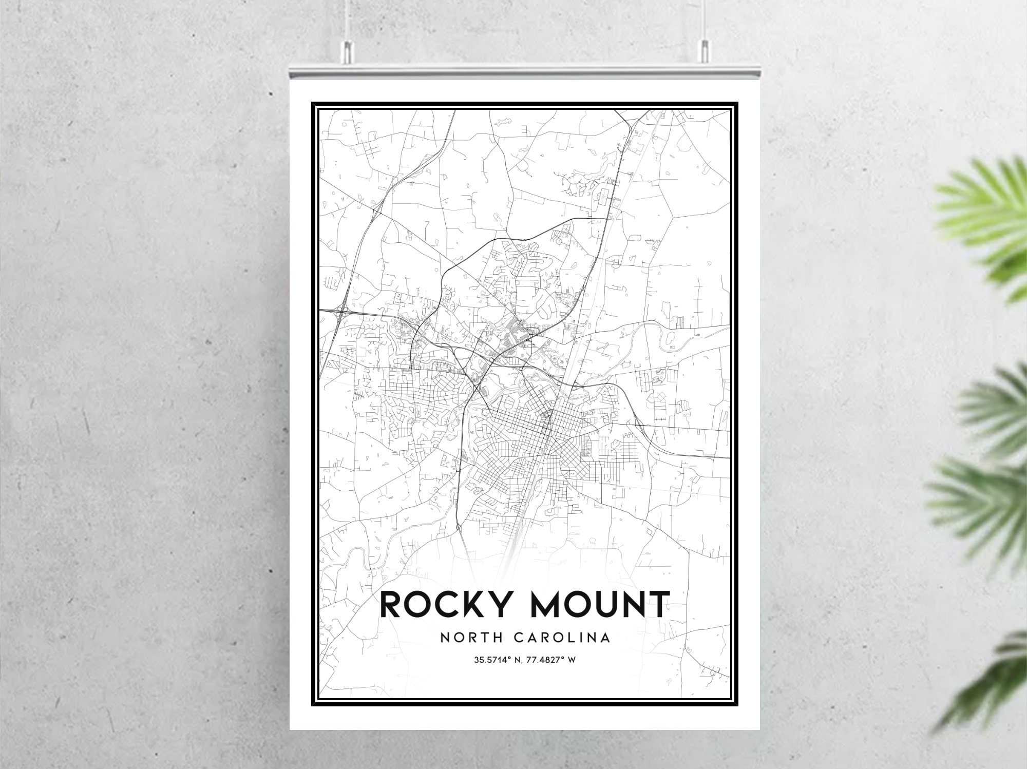 Rocky Mount Map Print, Rocky Mount Map Poster Wall Art, Nc City Map ...