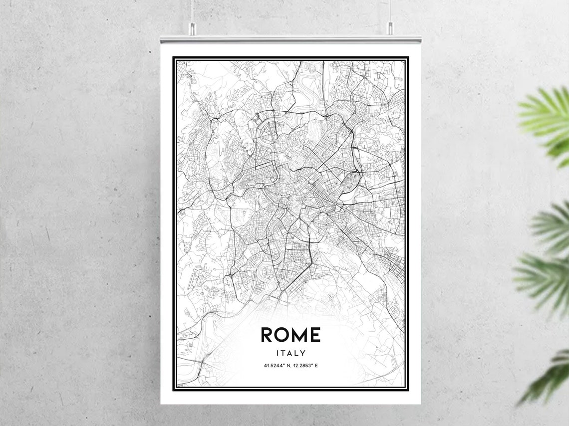 Rome Map Print Rome Map Poster Wall Art Rome City Map Rome | Etsy