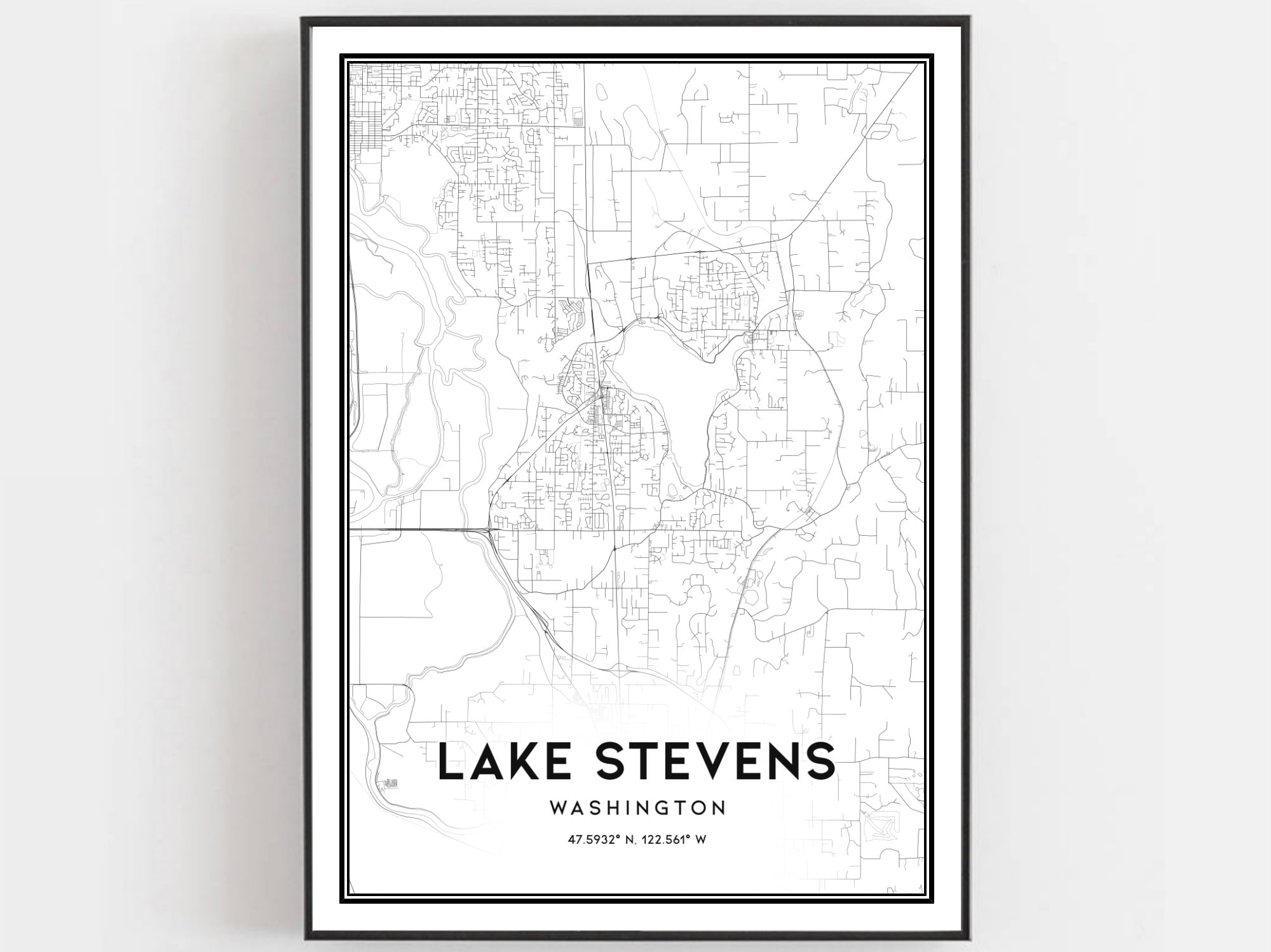 Lake Stevens Map Print Lake Stevens Map Poster Wall Art Wa | Etsy
