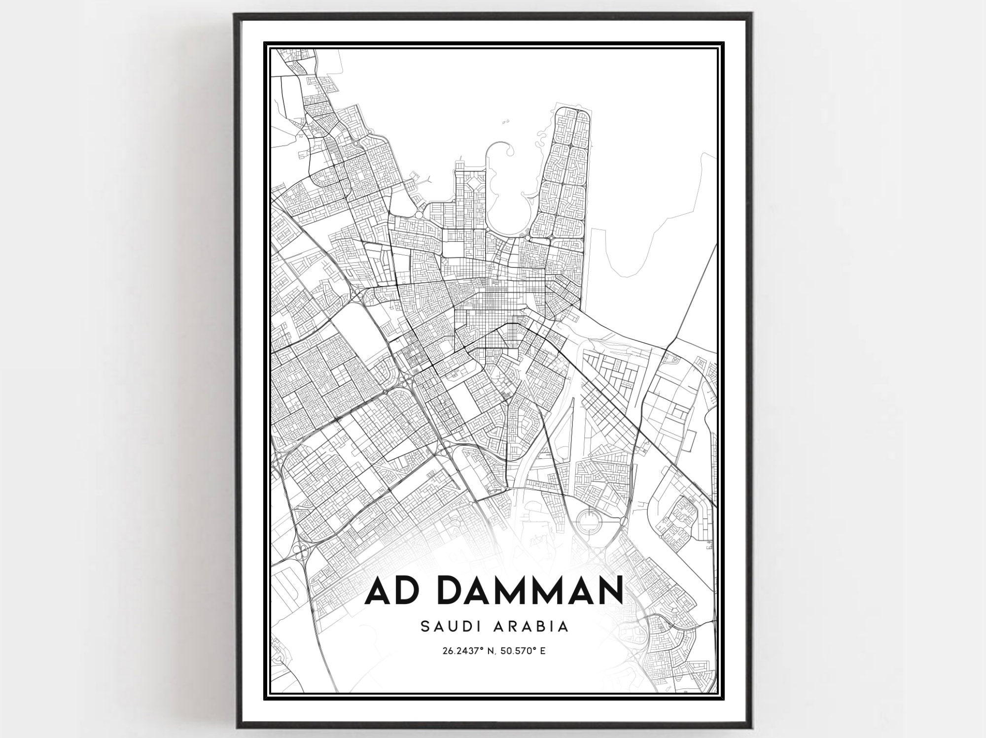 Ad Damman Map Print, Ad Damman Map Poster Wall Art, Ad Damman City Map ...