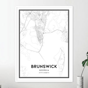Brunswick Map Print, Brunswick Map Poster Wall Art, Ga City Map ...