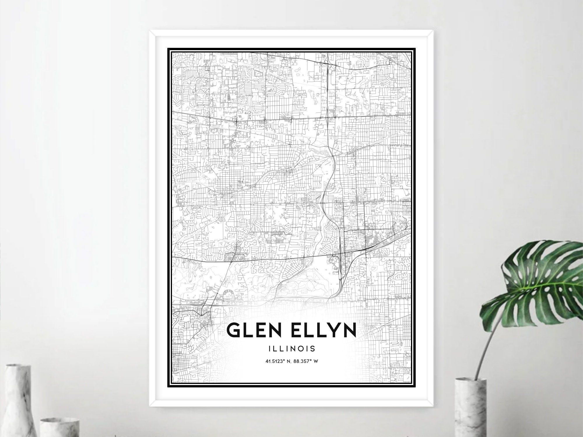 Glen Ellyn Map Print, Glen Ellyn Map Poster Wall Art, Il City Map ...