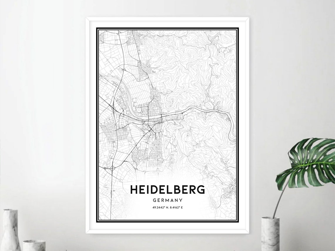 Heidelberg Map Print Heidelberg Map Poster Wall Art - Etsy