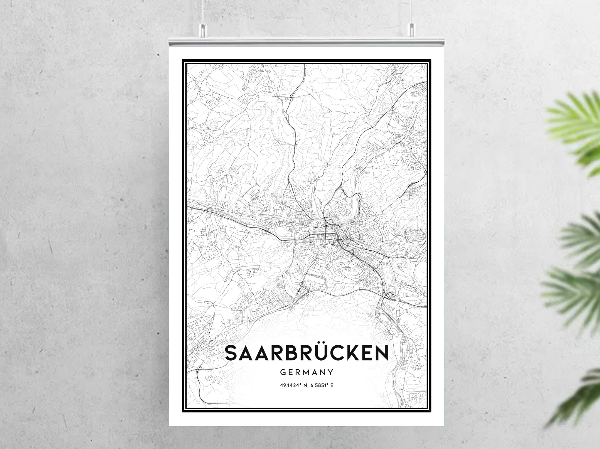 Saarbrücken Map Print, Saarbrücken Map Poster Wall Art, Saarbrücken ...
