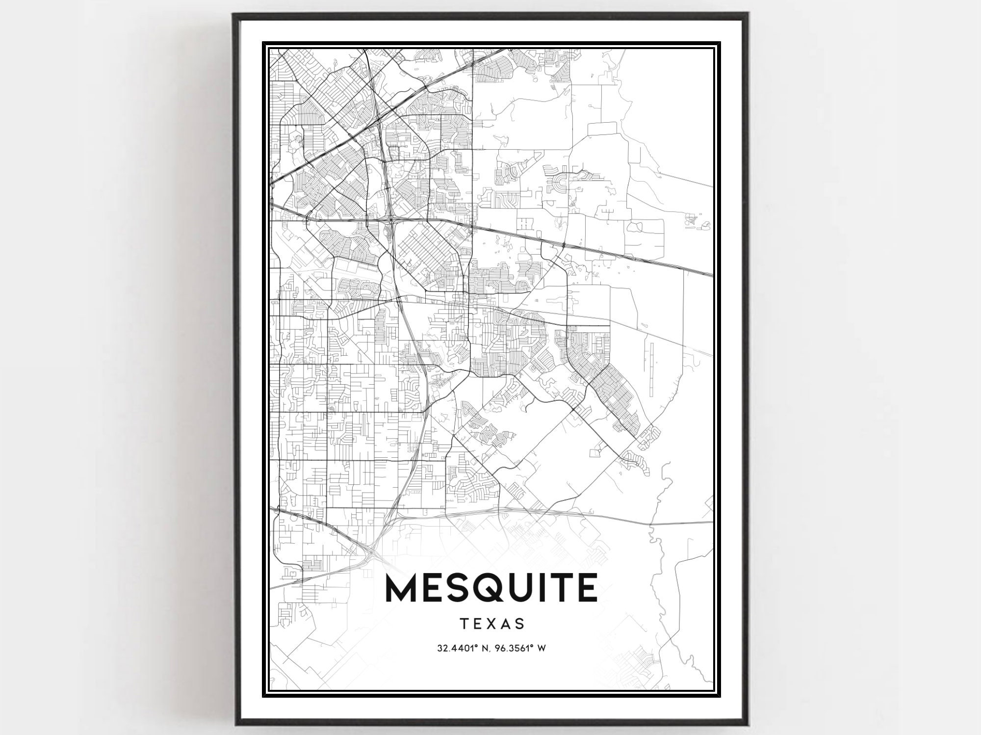 Mesquite Map Print Mesquite Map Poster Wall Art Tx City | Etsy