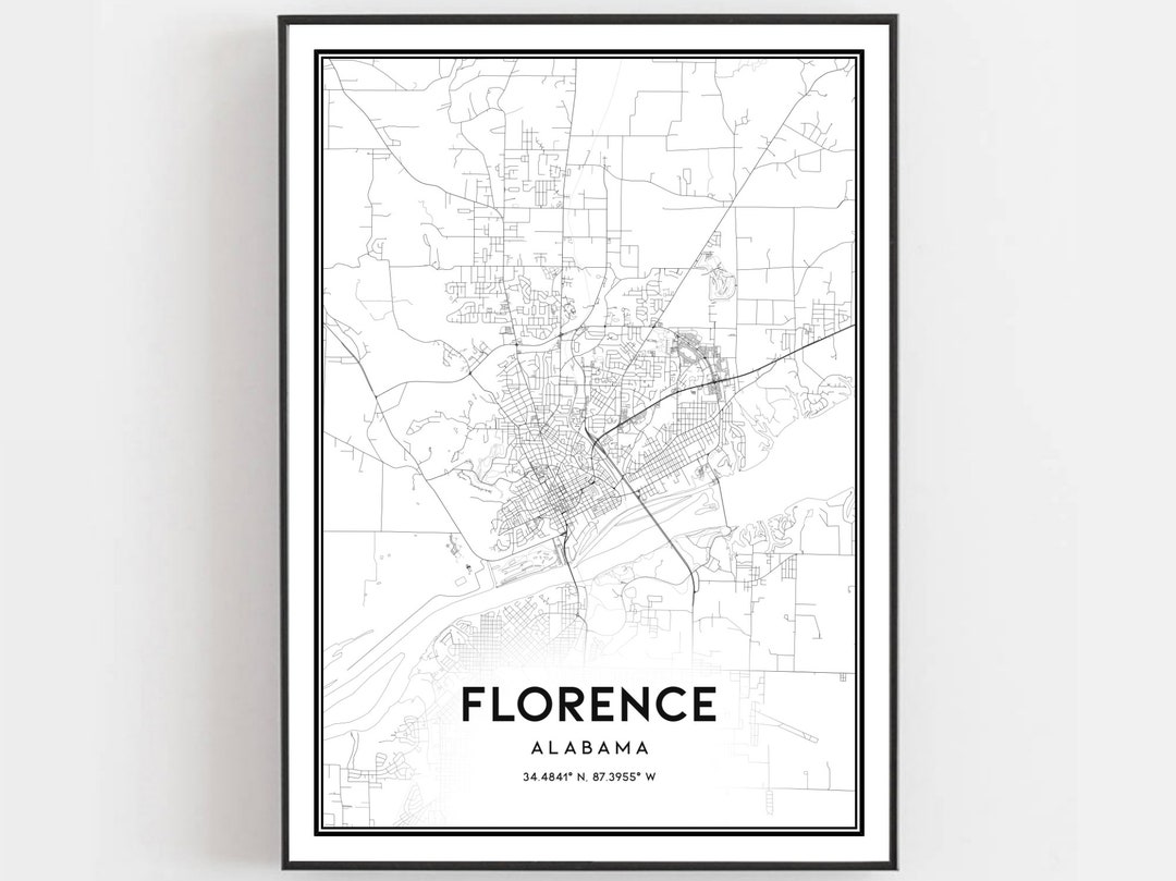 Florence Map Print, Florence Map Poster Wall Art, Al City Map, Alabama ...