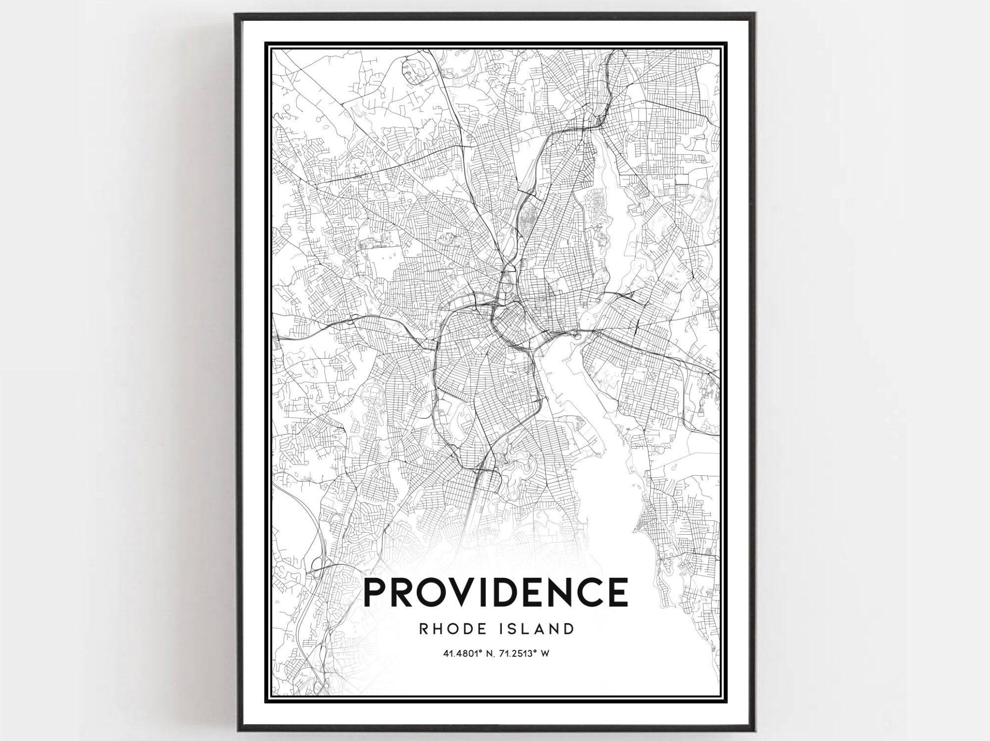 Providence Map Print, Providence Map Poster Wall Art, Ri City Map ...