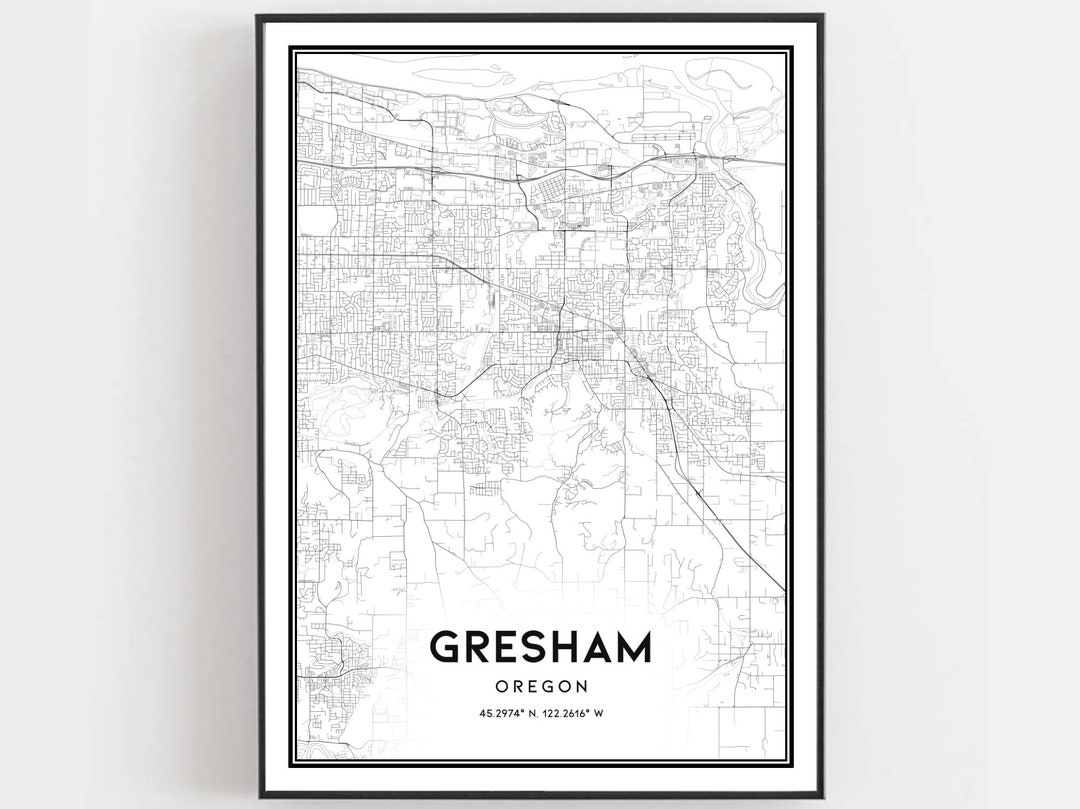 Gresham Map Print, Gresham Map Poster Wall Art, or City Map, Oregon ...