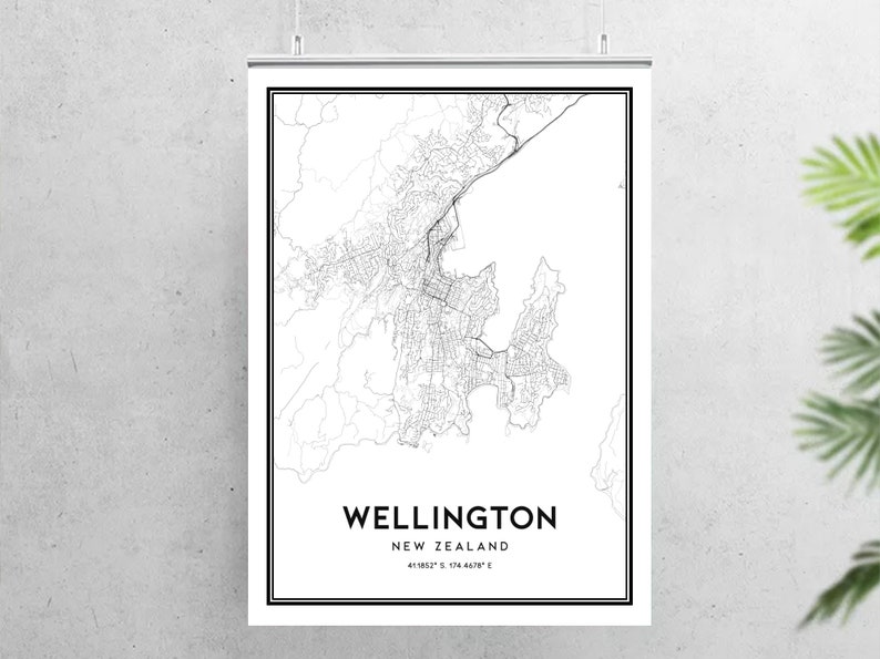 Wellington Map Print, Wellington Map Poster Wall Art, Wellington City ...