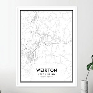 Weirton Map Print, Weirton Map Poster Wall Art, Va City Map, West ...