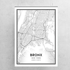 Bronx Map Print, Bronx Map Poster Wall Art, Ny City Map, New York Print ...