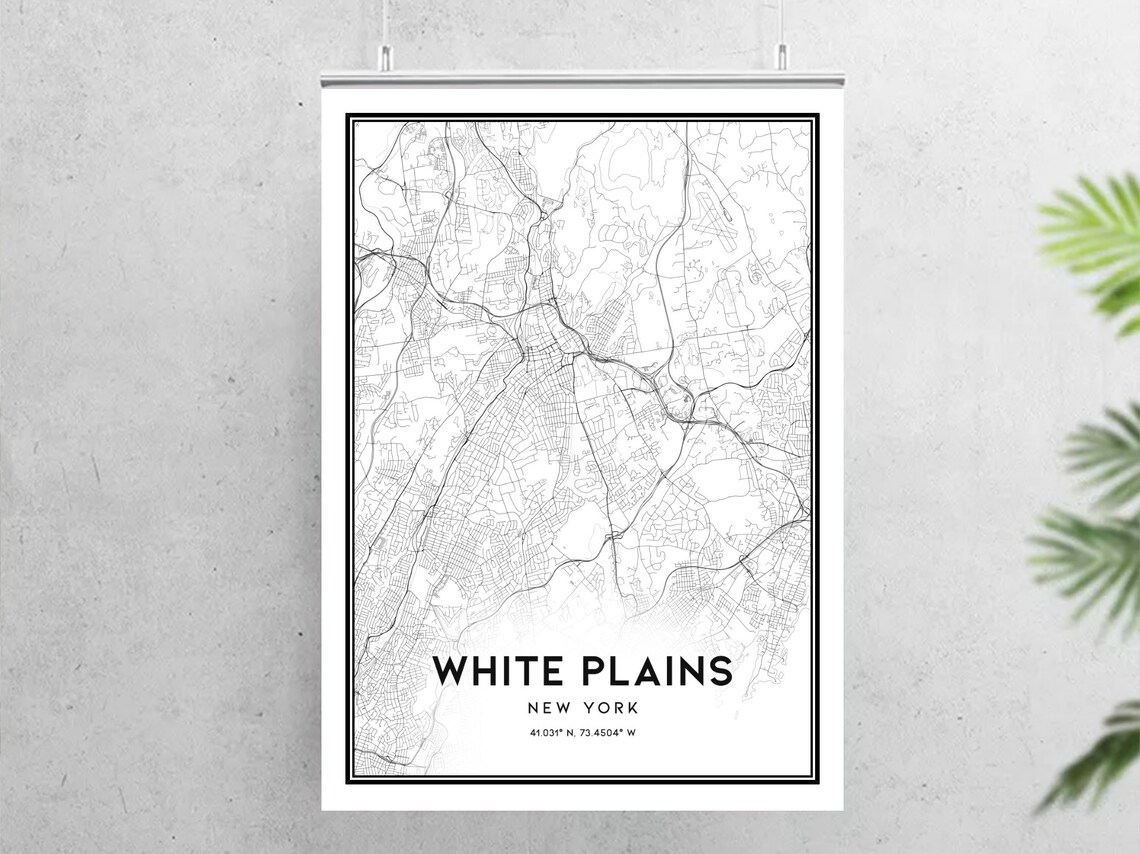 White Plains Map Print, White Plains Map Poster Wall Art, Ny City Map ...