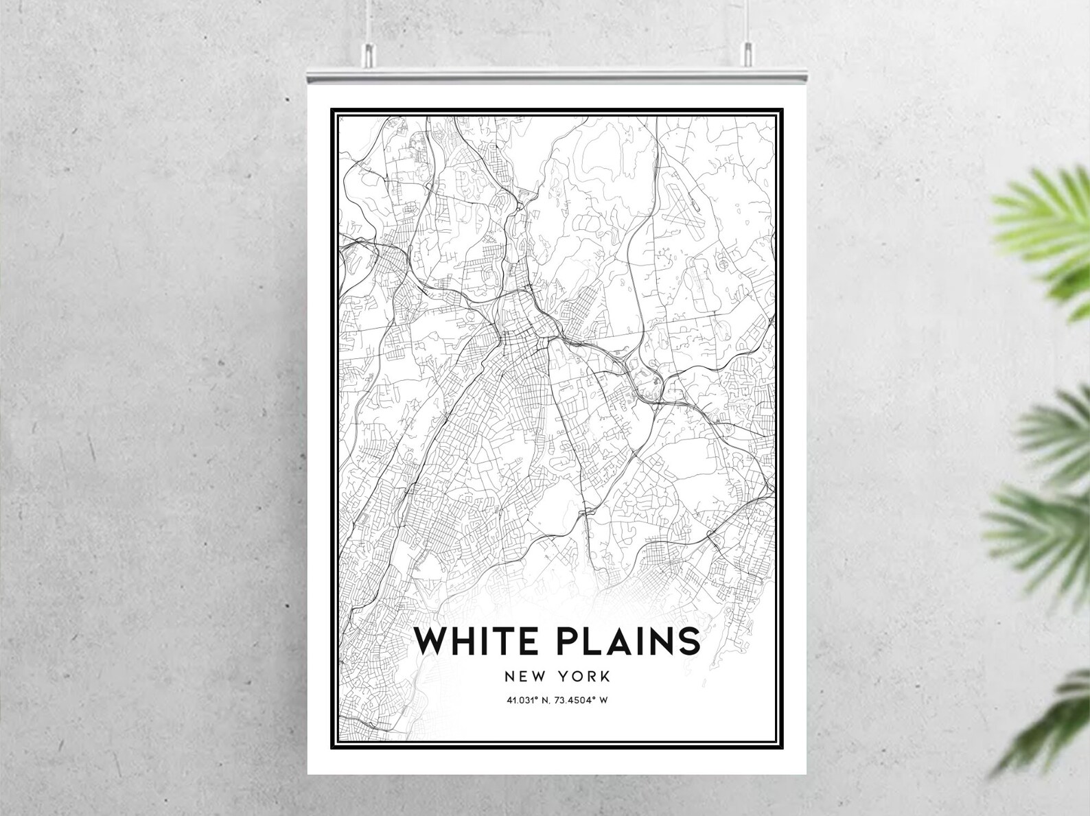 White Plains Map Print, White Plains Map Poster Wall Art, Ny City Map ...