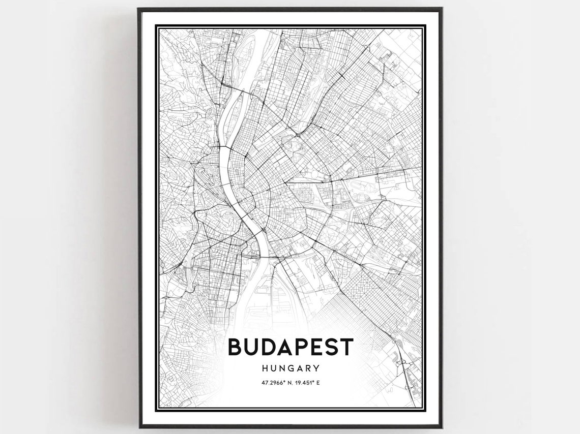 Budapest Map Print Budapest Map Poster Wall Art Budapest | Etsy