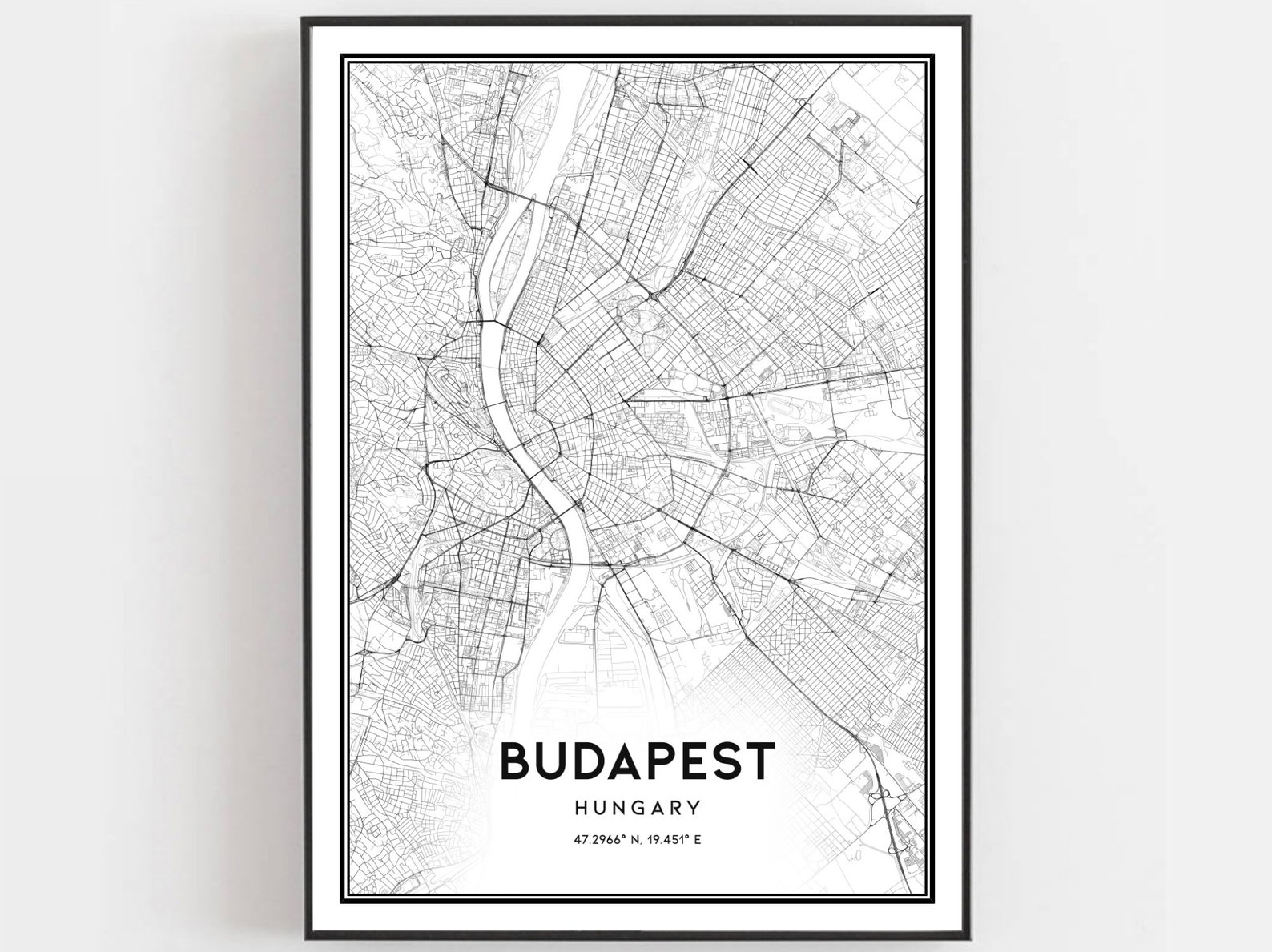Budapest Map Print Budapest Map Poster Wall Art Budapest | Etsy