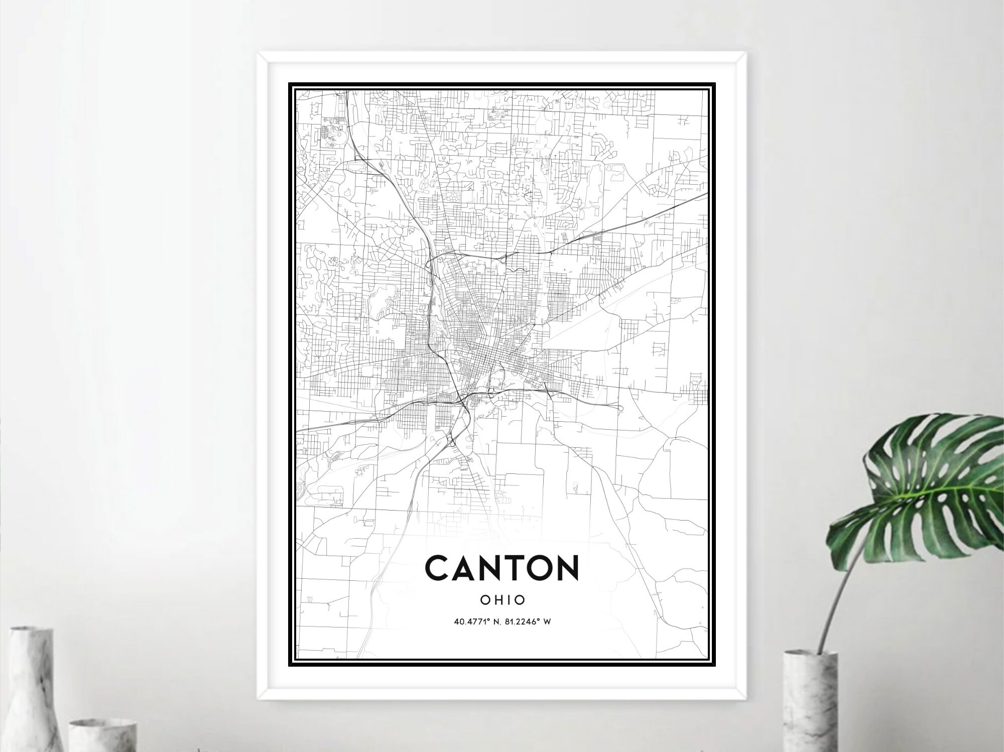 Canton Map Print Canton Map Poster Wall Art Oh City Map | Etsy