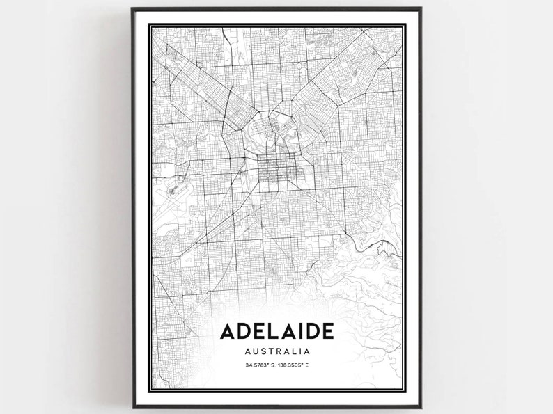 Adelaide Map Print Adelaide Map Poster Wall Art Adelaide | Etsy