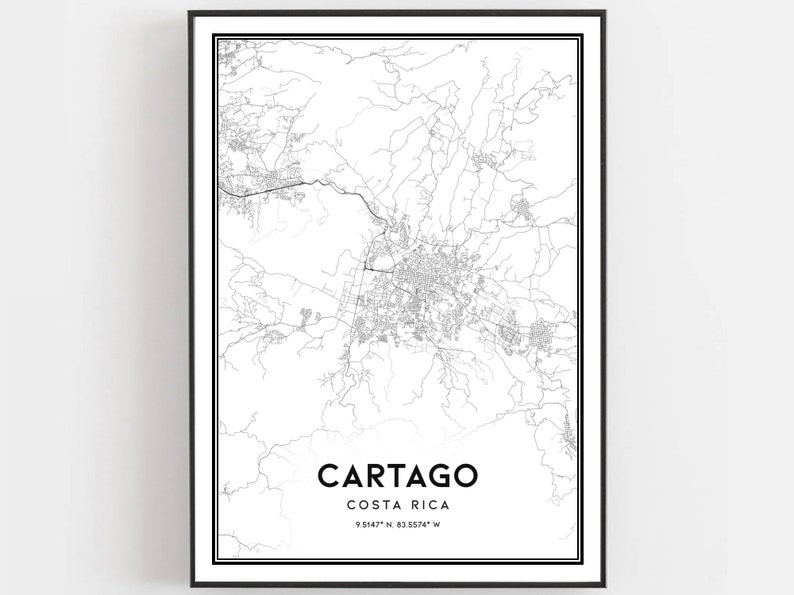 Cartago Map Print Cartago Map Poster Wall Art Cartago City - Etsy