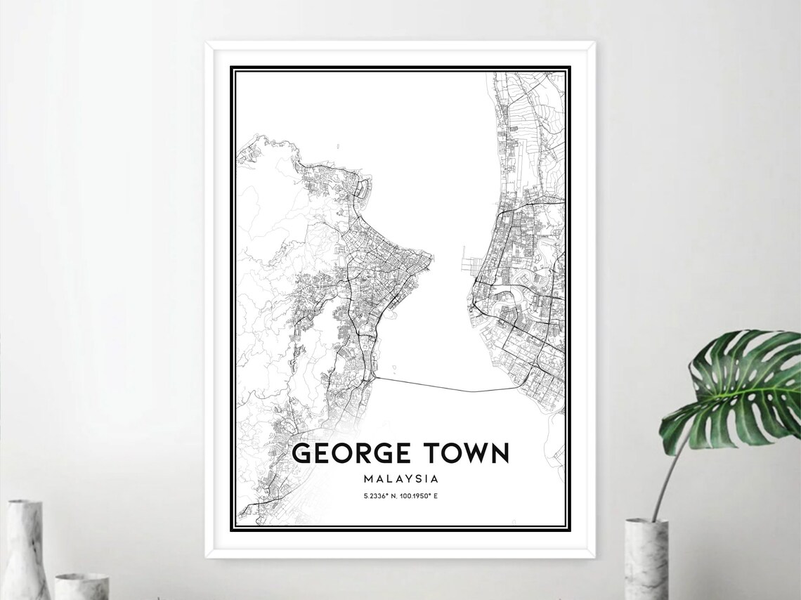 George Town Map Print George Town Map Poster Wall Art George | Etsy