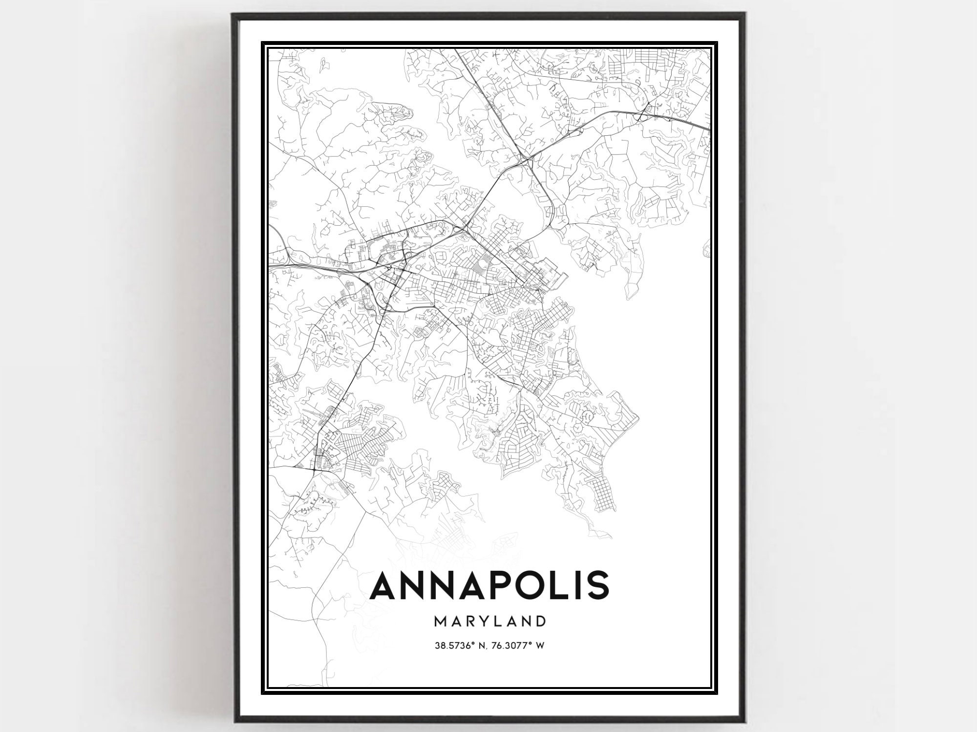 Annapolis Map Print Annapolis Map Poster Wall Art Md City | Etsy
