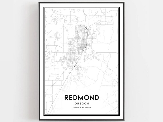 Redmond Map Print Redmond Map Poster Wall Art Or City Map | Etsy