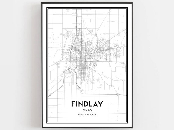 Findlay Map Print Findlay Map Poster Wall Art Oh City Map | Etsy