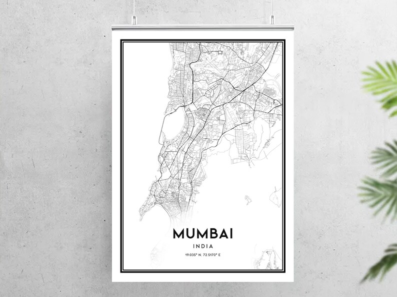 Mumbai Map Print, Mumbai Map Poster Wall Art, Mumbai City Map, Mumbai ...