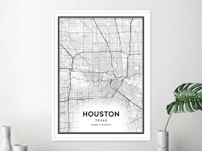 Houston Map Print Houston Map Poster Wall Art Tx City Map | Etsy