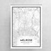 Melrose Map Print, Melrose Map Poster Wall Art, Ma City Map ...