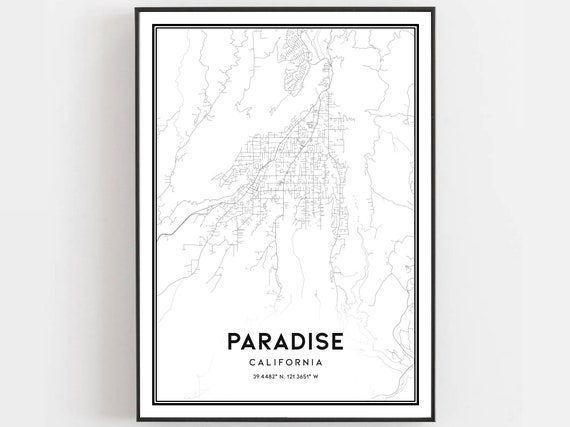 Paradise Map Print Paradise Map Poster Wall Art Ca City Map | Etsy