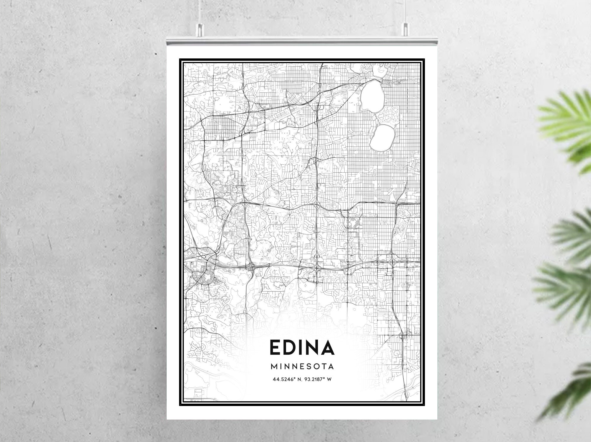 Edina Map Print Edina Map Poster Wall Art Mn City Map | Etsy