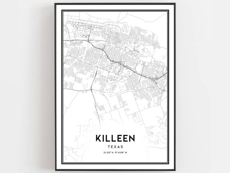 Killeen Map Print Killeen Map Poster Wall Art Tx City Map - Etsy