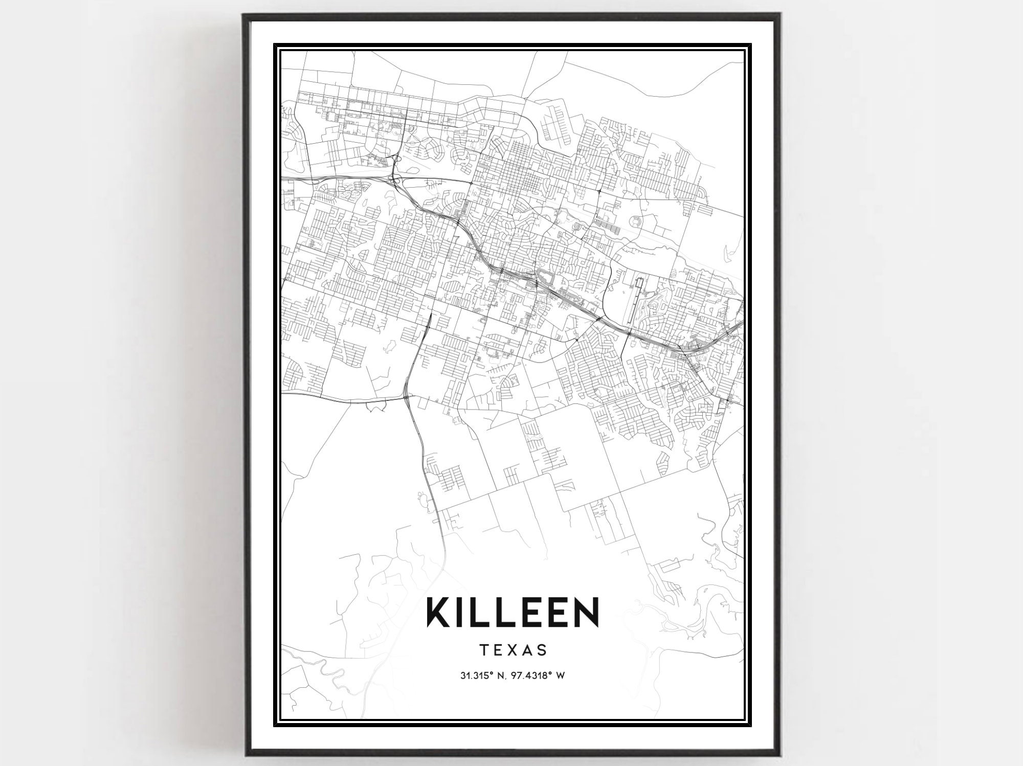 Killeen Map Print Killeen Map Poster Wall Art Tx City Map | Etsy