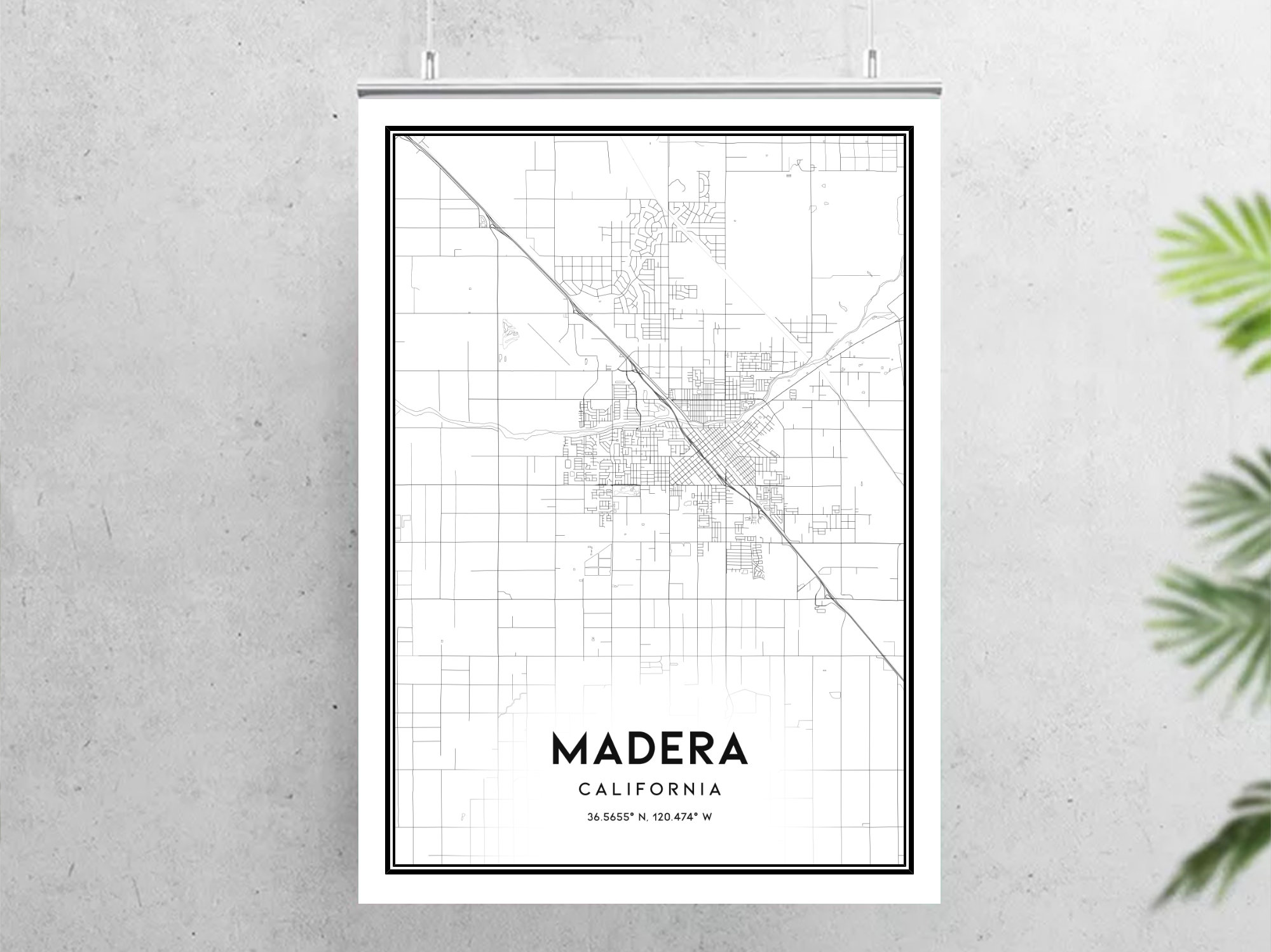Madera Map Print Madera Map Poster Wall Art Ca City Map | Etsy