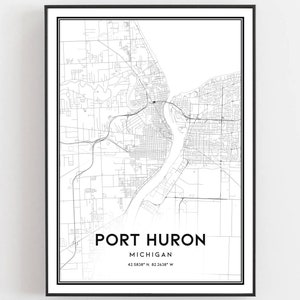 Port Huron Map Print, Port Huron Map Poster Wall Art, Mi City Map ...