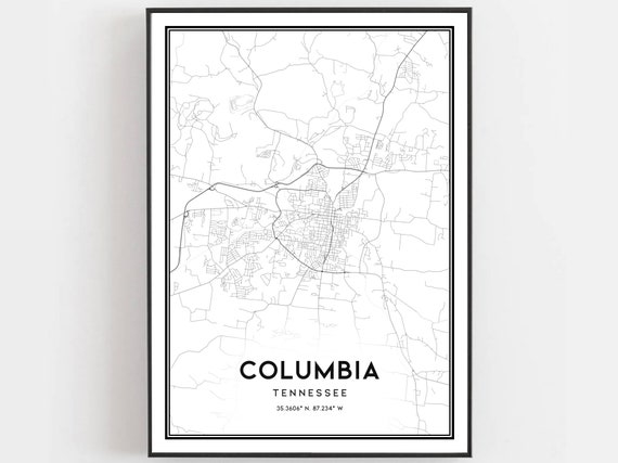 Columbia Map Print Columbia Map Poster Wall Art Tn City Map - Etsy
