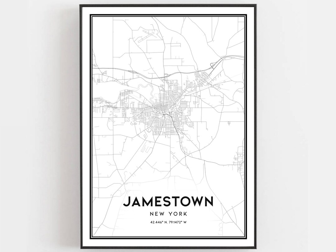 Jamestown Map Print, Jamestown Map Poster Wall Art, Ny City Map, New ...
