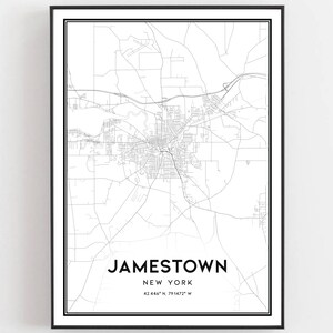 Jamestown Map Print, Jamestown Map Poster Wall Art, Ny City Map, New ...