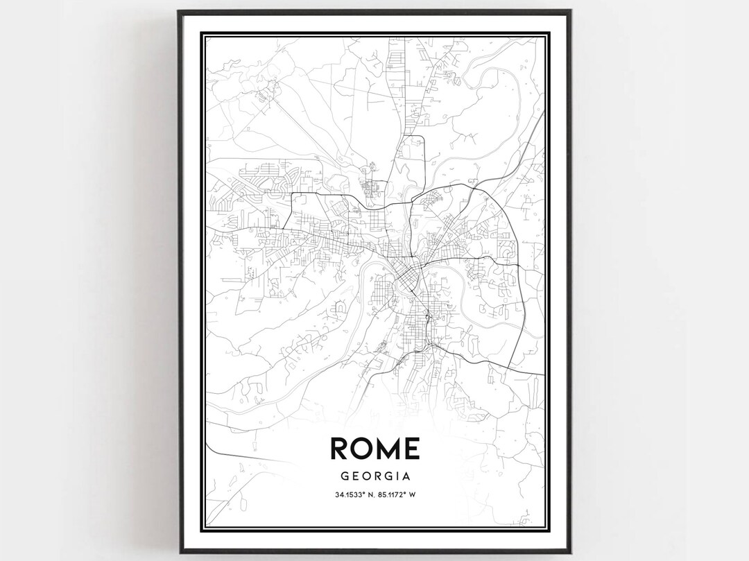 Rome Map Print, Rome Map Poster Wall Art, Ga City Map, Georgia Print ...