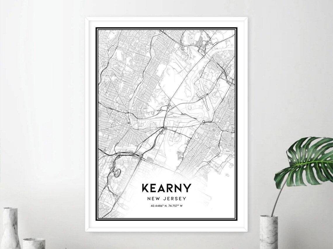Kearny Map Print, Kearny Map Poster Wall Art, Nj City Map, New Jersey ...