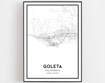 Goleta Map Print, Goleta Map Poster Wall Art, Ca City Map, California ...