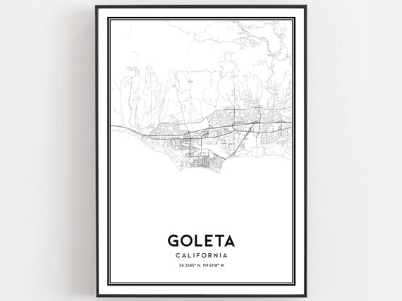 Goleta Map Print Goleta Map Poster Wall Art Ca City Map | Etsy