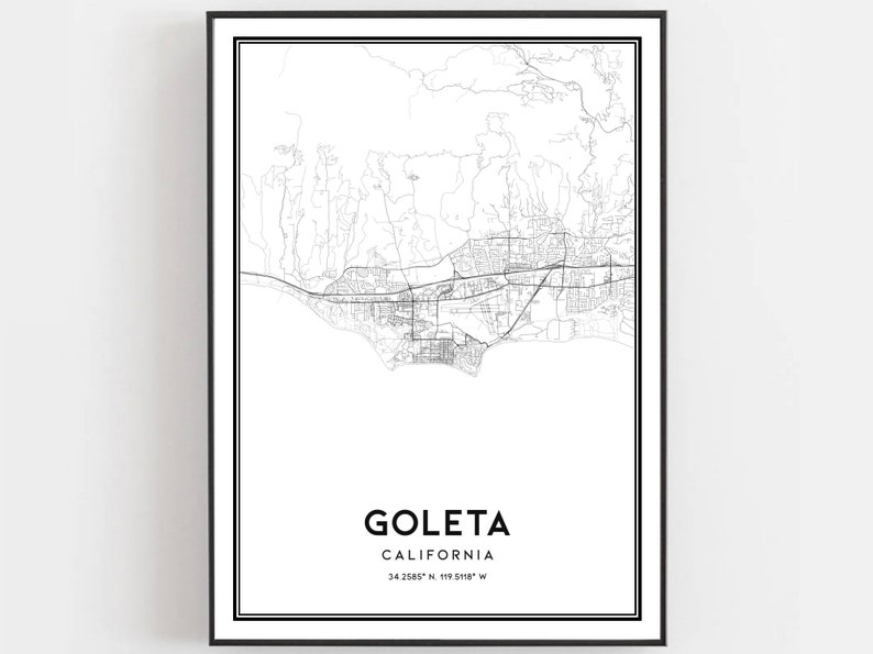 Goleta Map Print Goleta Map Poster Wall Art Ca City Map - Etsy