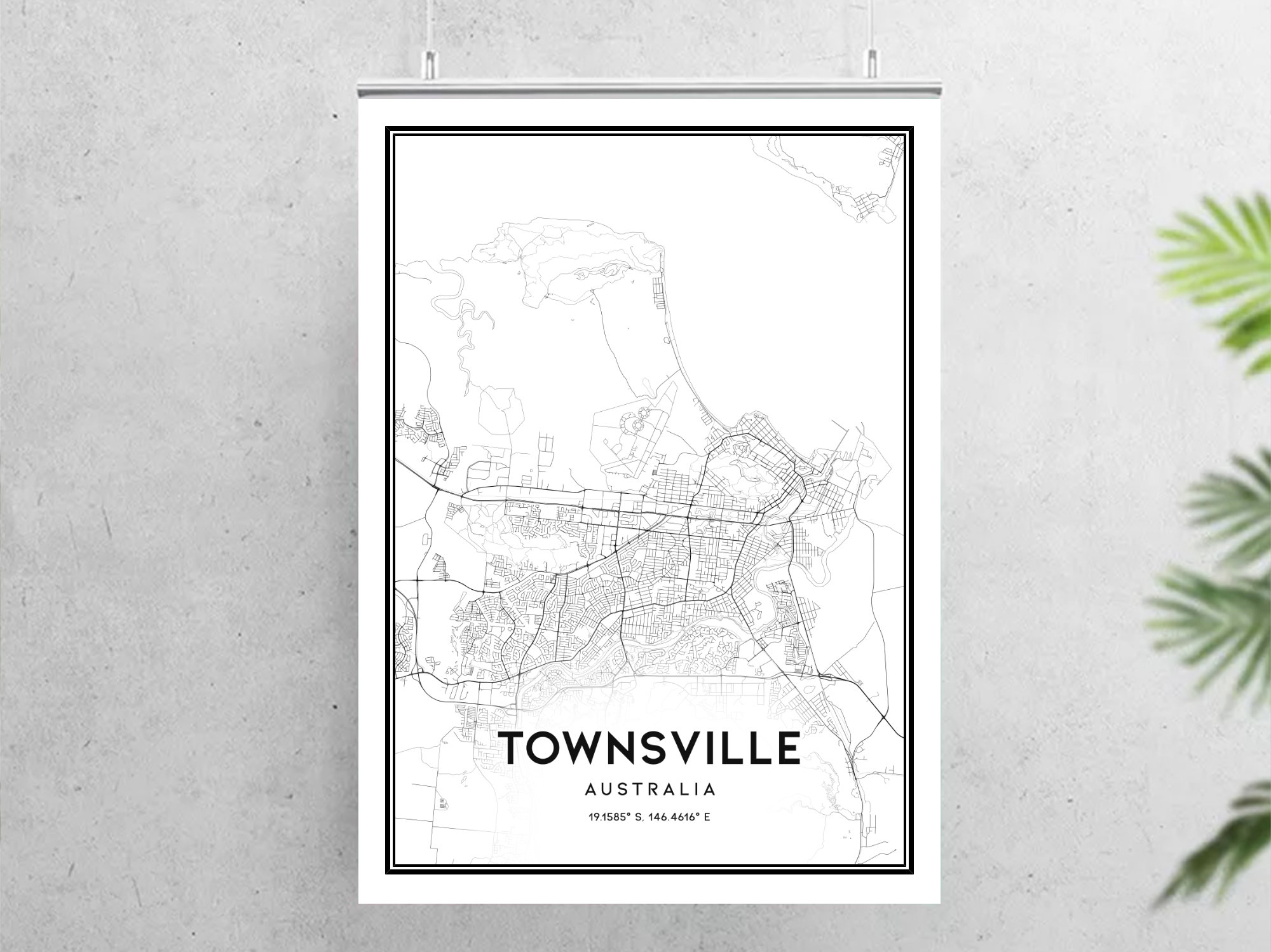 Townsville Map Print, Townsville Map Poster Wall Art, Townsville City ...