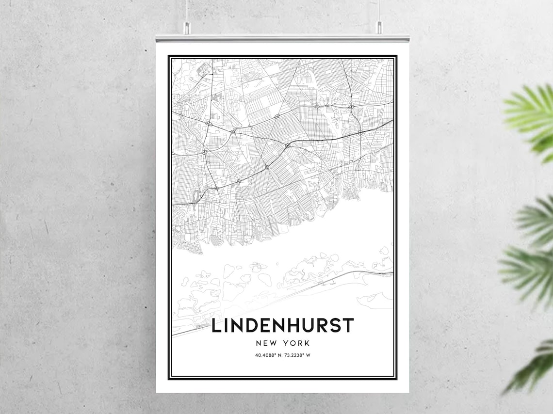 Lindenhurst Map Print Lindenhurst Map Poster Wall Art Ny - Etsy