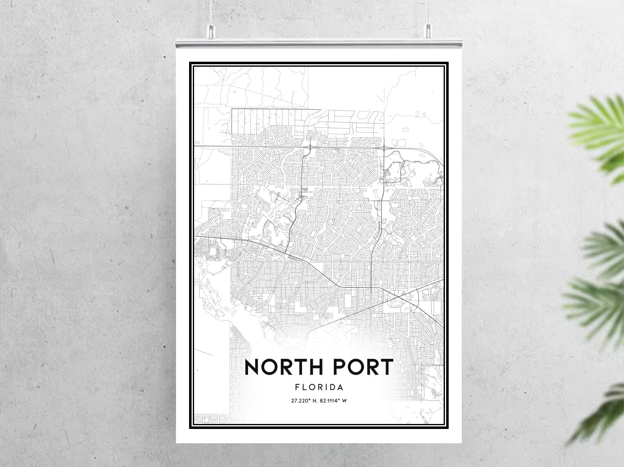 North Port Map Print North Port Map Poster Wall Art Fl City - Etsy