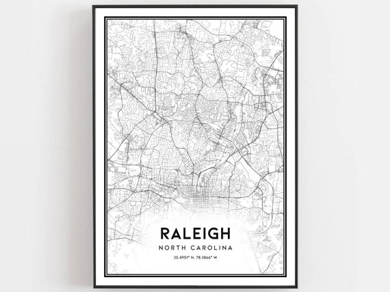 City Streets Map Of Raleigh Nc Raleigh Neighborhood Map Poster