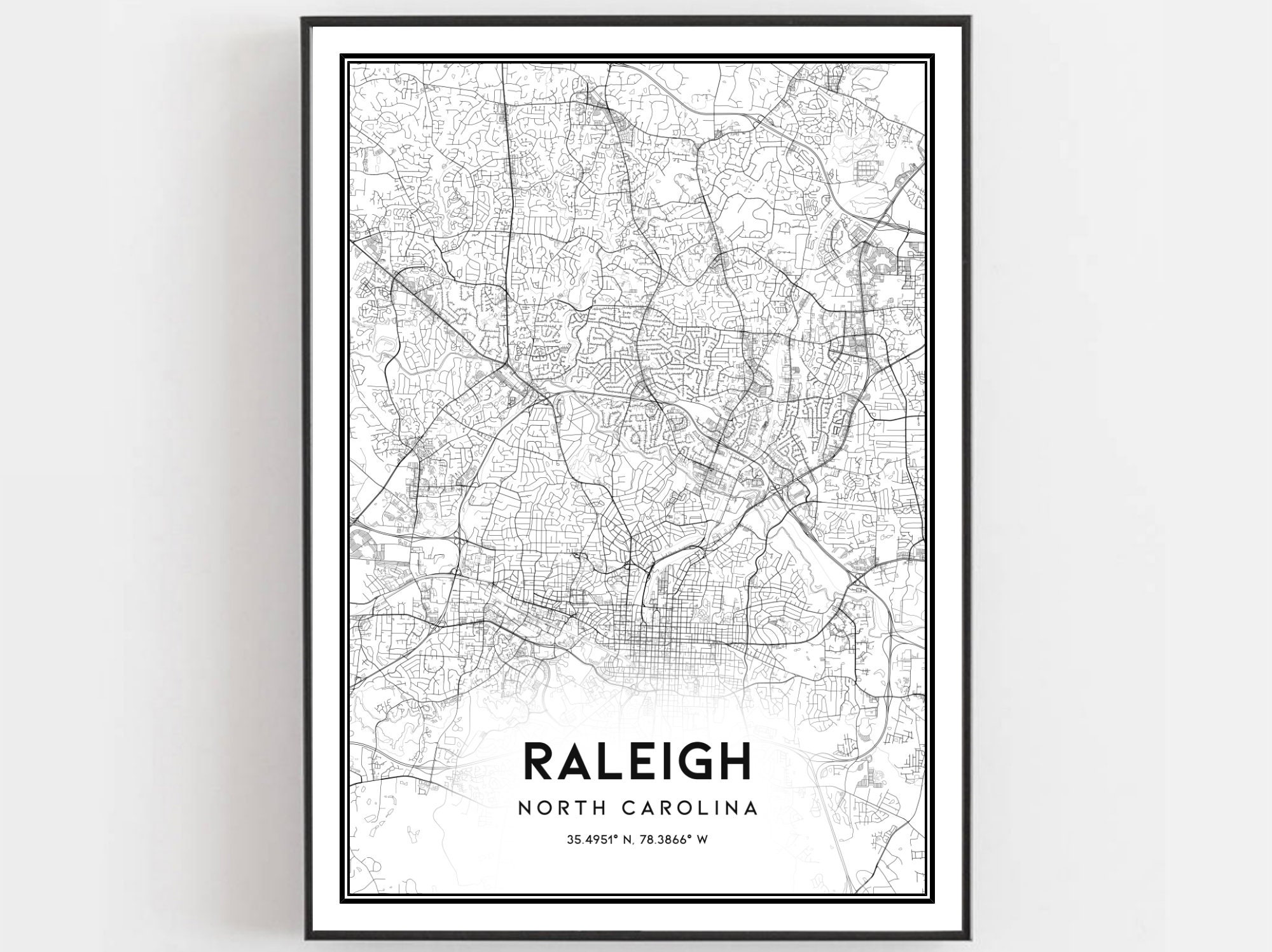 Raleigh Map Print Raleigh Map Poster Wall Art Nc City Map | Etsy