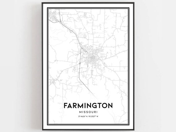 Farmington Map Print Farmington Map Poster Wall Art Mo City | Etsy